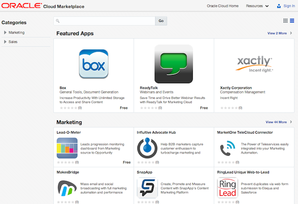Oracle Launches Cloud Marketplace